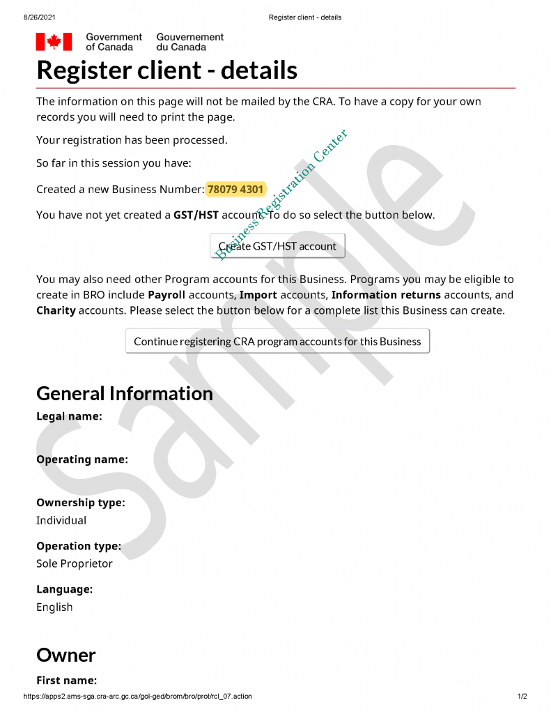 Sample Of Business Number | Business Registration Center